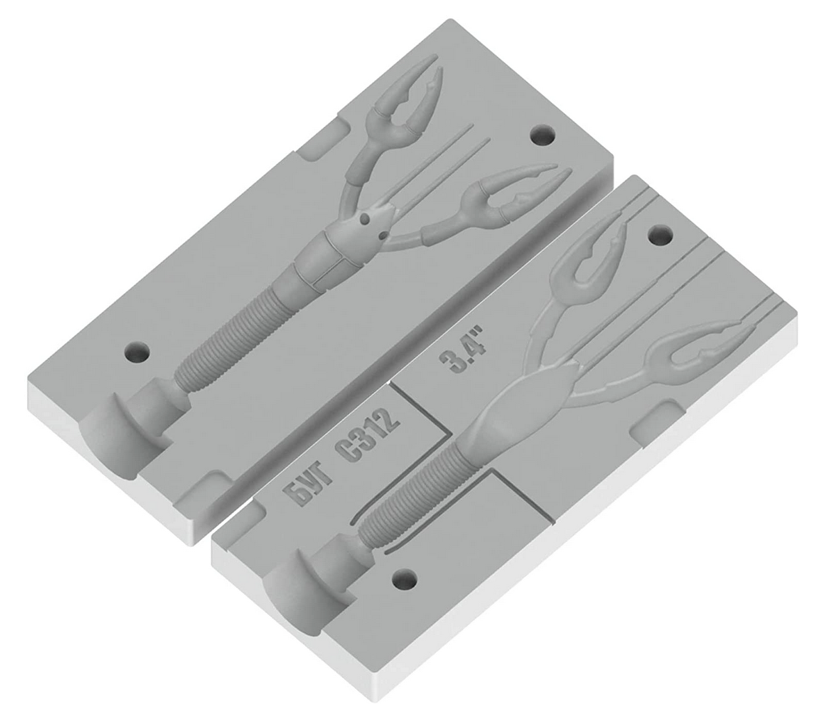 Soft Lure Injection Mold for 3.4" Baby Craw Flipping Bait DIY Finesse ...